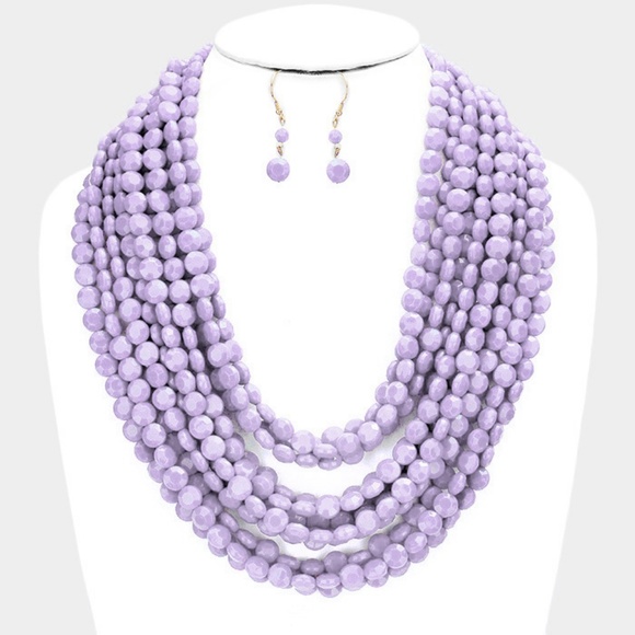 iFashionBox | Jewelry | Purple Multi Chain Bead Necklace And Earrings ...